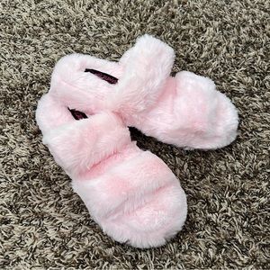Wild Diva | Shoes | Baby Pink Faux Fur Double Band Slides | Poshmark